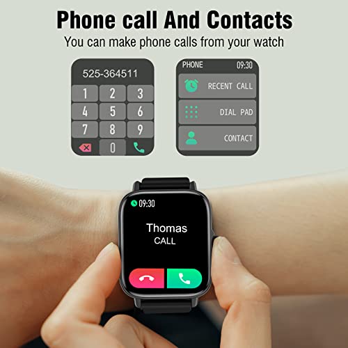 AMIHUSEl Smart Watch 1.7" Touch Screen Call Answer Receive/Dial, Fitness Tracker Smart Watches for Android iOS Phones, IP67 Waterproof with Sleep/Heart Rate Activity Tracker Smartwatch for Man
