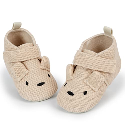Sawimlgy Newborn Infant Baby Boys Girls Fleece Booties Soft Anti Skid Sole Slip On House Animal Slipper Crib Sock Warm Shoes for New Walkers