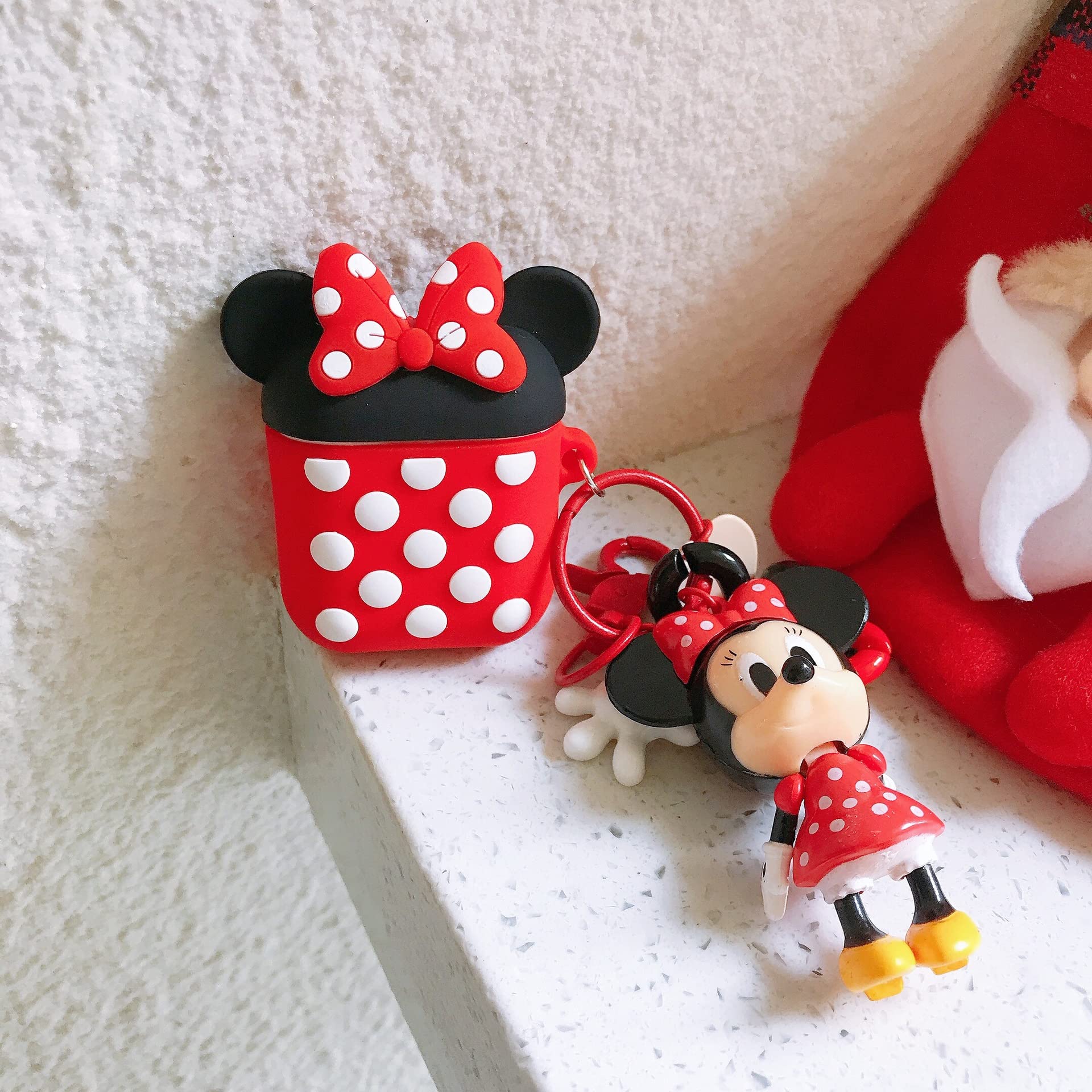 for AirPods Case,Cute Cartoon Headphones Cases for Apple AirPods Protective Shockproof Cover for Apple Airpods 1 & AirPods 2,Red