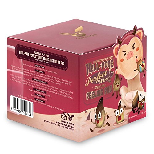 Elizavecca Exfoliate,Cleansing, Milky Piggy Hell-Pore Perfect Wine Sparkling Peeling Pad