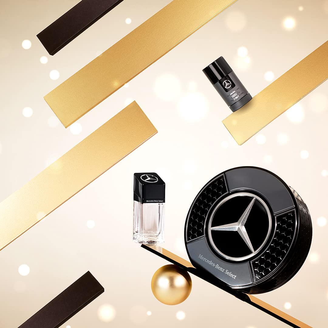 Mercedes-Benz Select Giftset - EDT Spray and Deodorant Men for Everyday Wear - Alcohol-Free Deodorant Stick - Woody Amber Mens Cologne - 2 pc