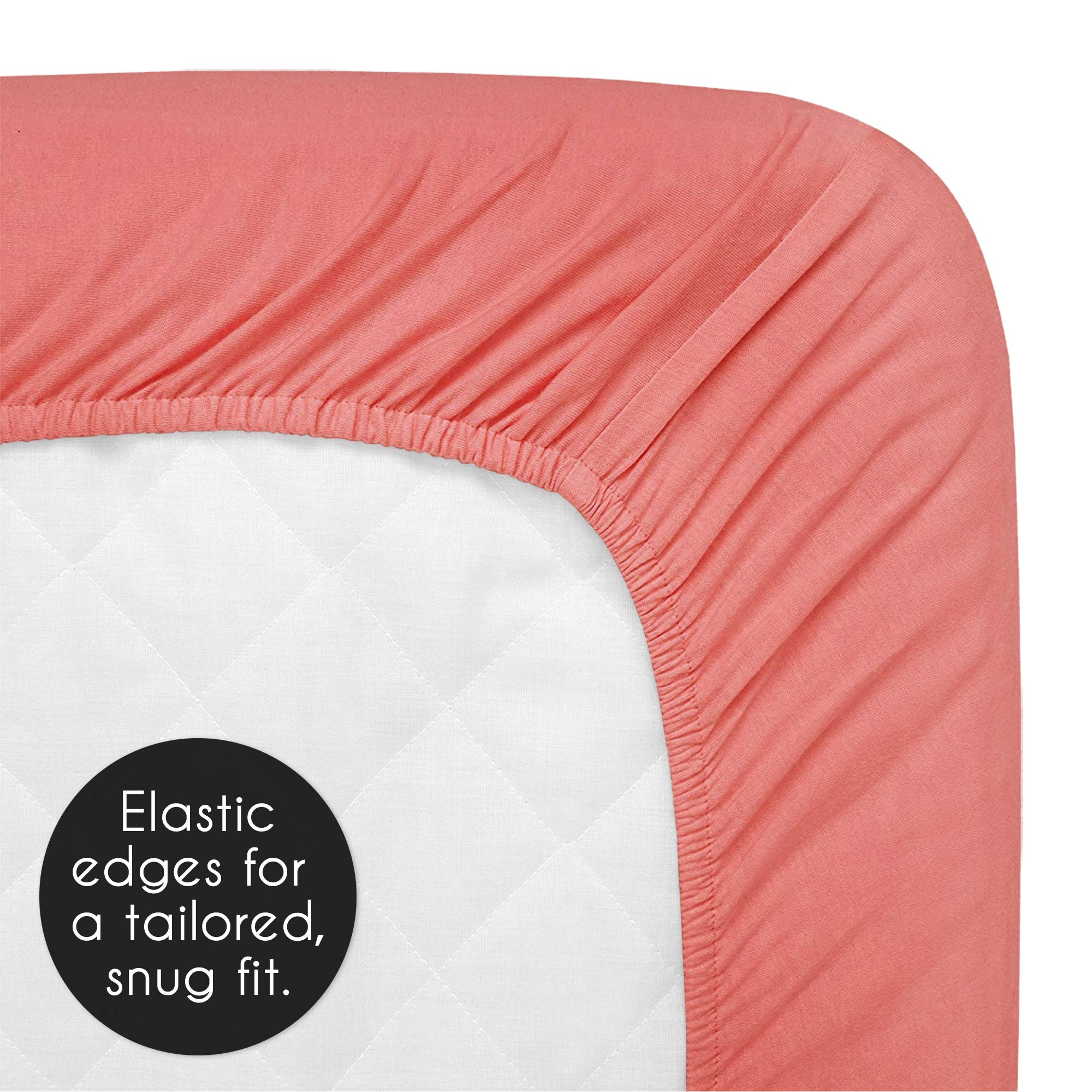 Fitted Crib Sheet for White and Coral Diamond Baby/Toddler Bedding - Solid Coral