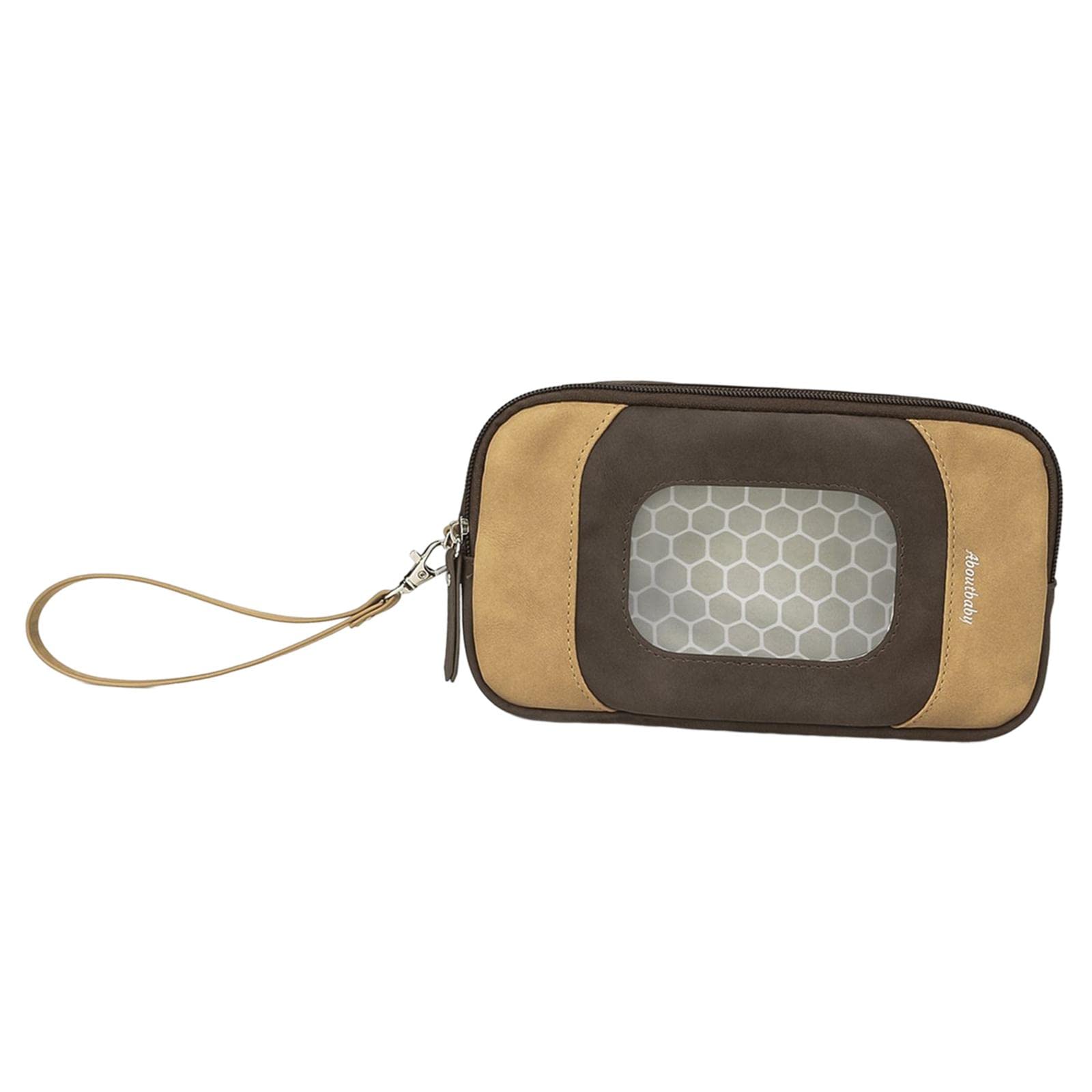 AMLESO Portable Wet Wipes Bag Dispenser Reusable Carrying Case Refillable Wipes Pouch Holder for Outdoor Travel, Brown