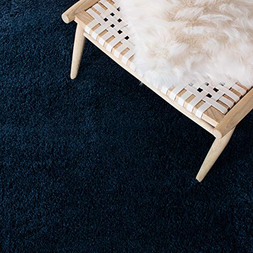 SAFAVIEH August Shag Collection 8' x 10' Navy AUG553M Solid Non-Shedding Living Room Bedroom Dining Room Entryway Plush 1.25-inch Thick Area Rug