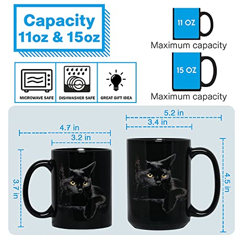 Black Cat - Ceramic Funny Coffee Mug - Perfect Cat Lover Gift - Cute Present - Great Birthday or Valentines Surprise (11oz)