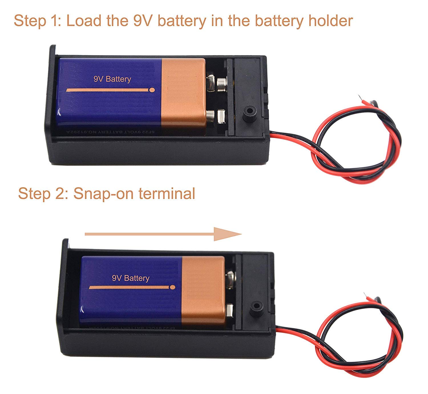 LAMPVPATH (Pack of 2) 9v Battery Holder, 9 Volt Battery Holder with Switch, 9v Battery Case with Switch