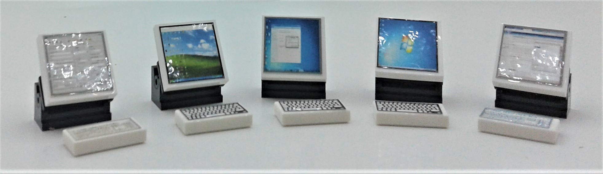 Building Toys Custom Bricks Computers Office Setup Businessman. Set of 5. 2x2 Tiles & Keyboards