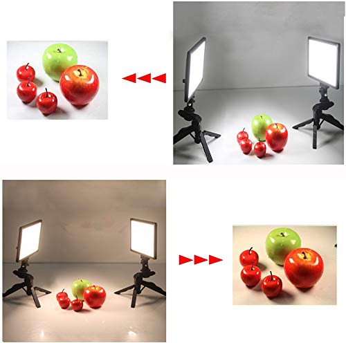 VILTROX 2 Sets Photography LED Video Light Lamp with Bi-Color 3300K-5600K, HD LCD Display Screen, CRI 95 for DSLR Table Photo Studio with Tripods Ultra-Thin Panel Camera Light for Video YouTube