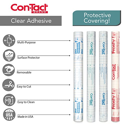 Con-Tact Brand Creative Clear Covering, Versatile and Self-Adhesive Shelf Liner, Ideal Privacy Film, Protective Clear Vinyl, 18'' x 16', Glossy