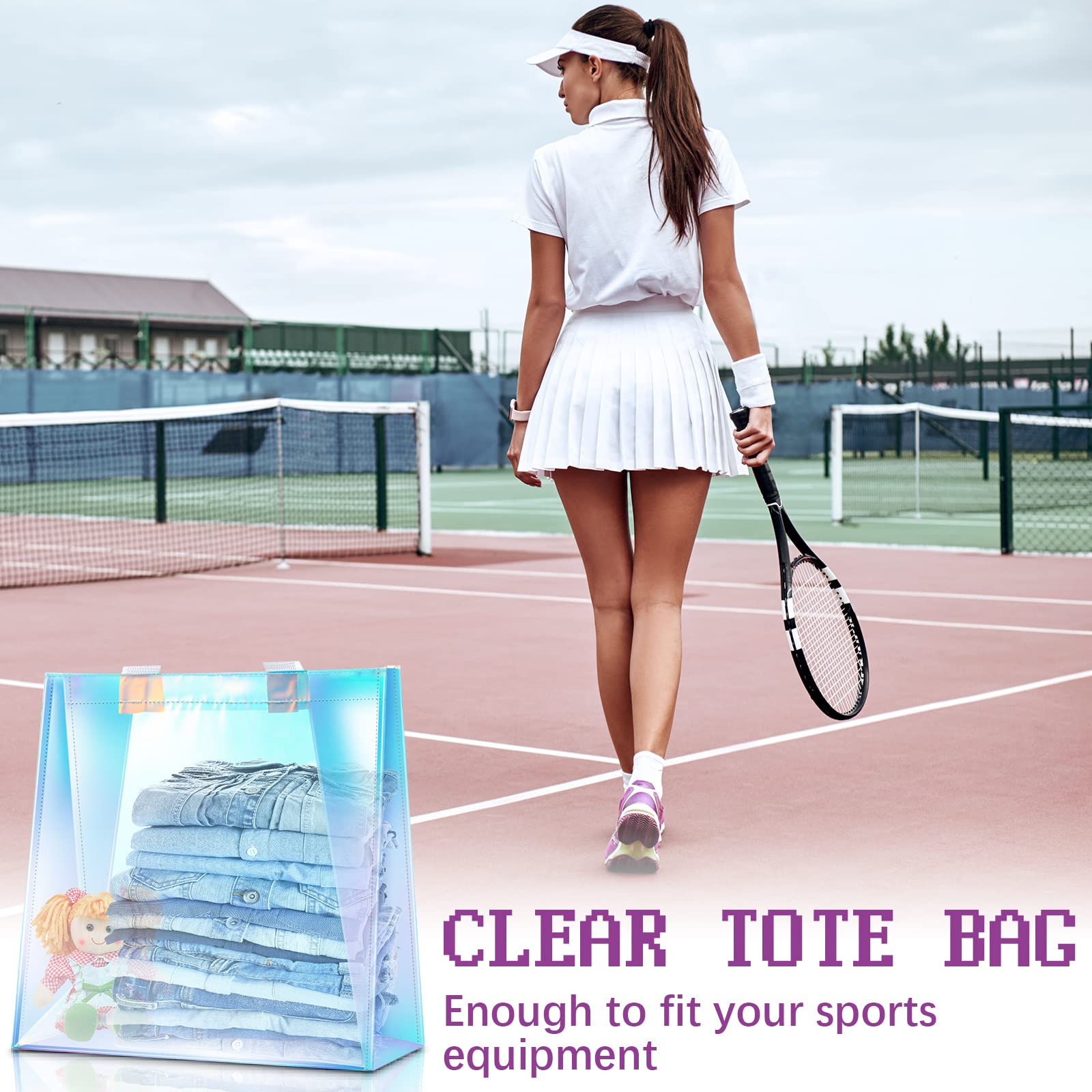 6 Pcs Clear Tote Bag Stadium Approved Plastic Bag Hand Bag