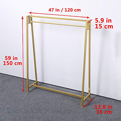 Womio Garment Racks,47in Metal Clothes Rack with Clothing Hanging Rack Organizer for Laundry Drying Rack,Display Racks,Gold