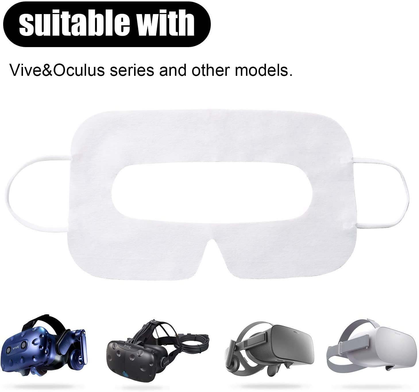 AMVR 100 pcs Disposable VR Face Mask Breathable Nonwoven Cover Pad for Meta Quest or Quest 2 / HTC Vive or Pro/PS VR/Gear VR/Meta Rift or Rift S,and Other VR Headsets