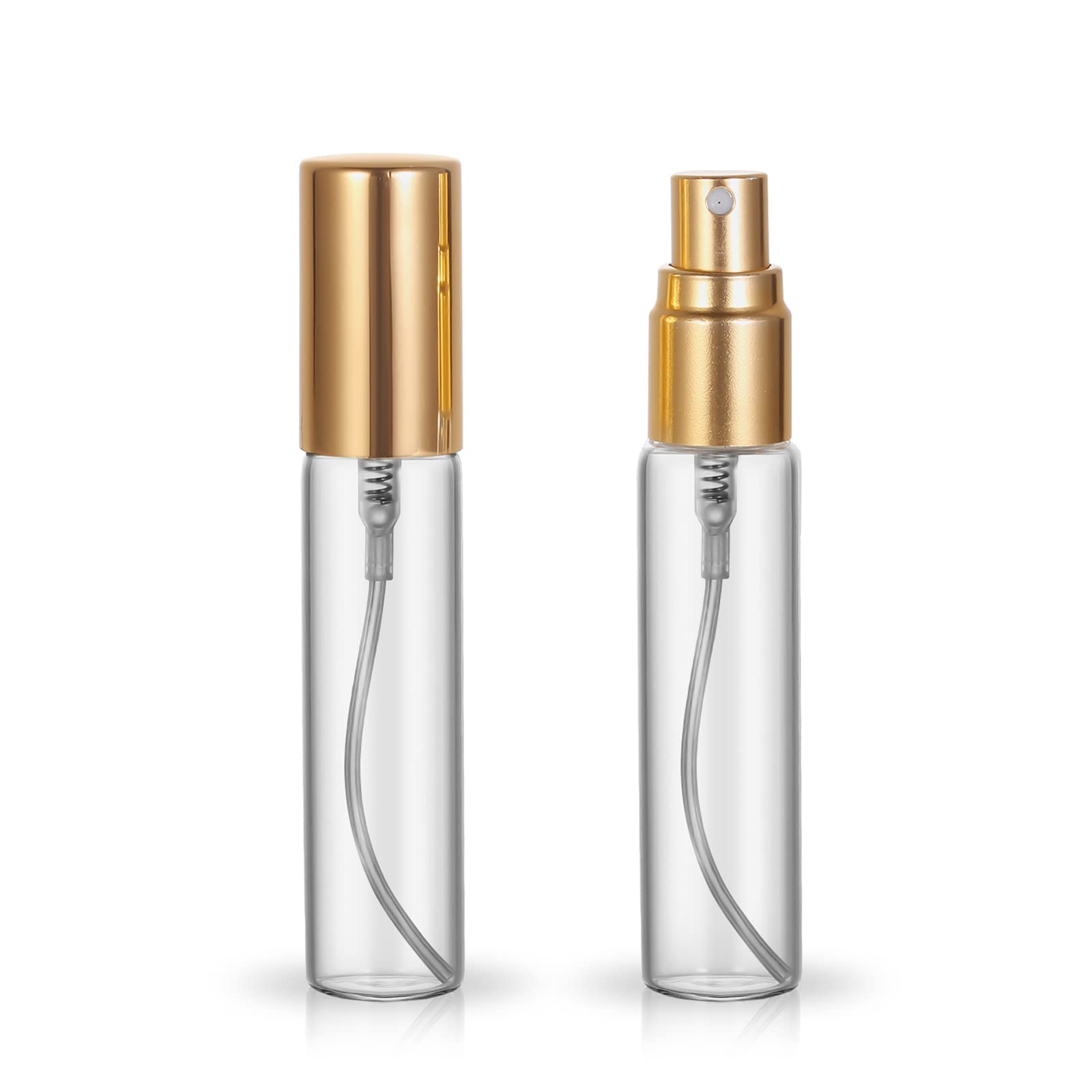 ZbFwmx 20 Pack Set 10ML Protable Refill Bulk Atomizer Spray Travel Perfume Bottle Hydrating Empty Bottle (Gold Caps)