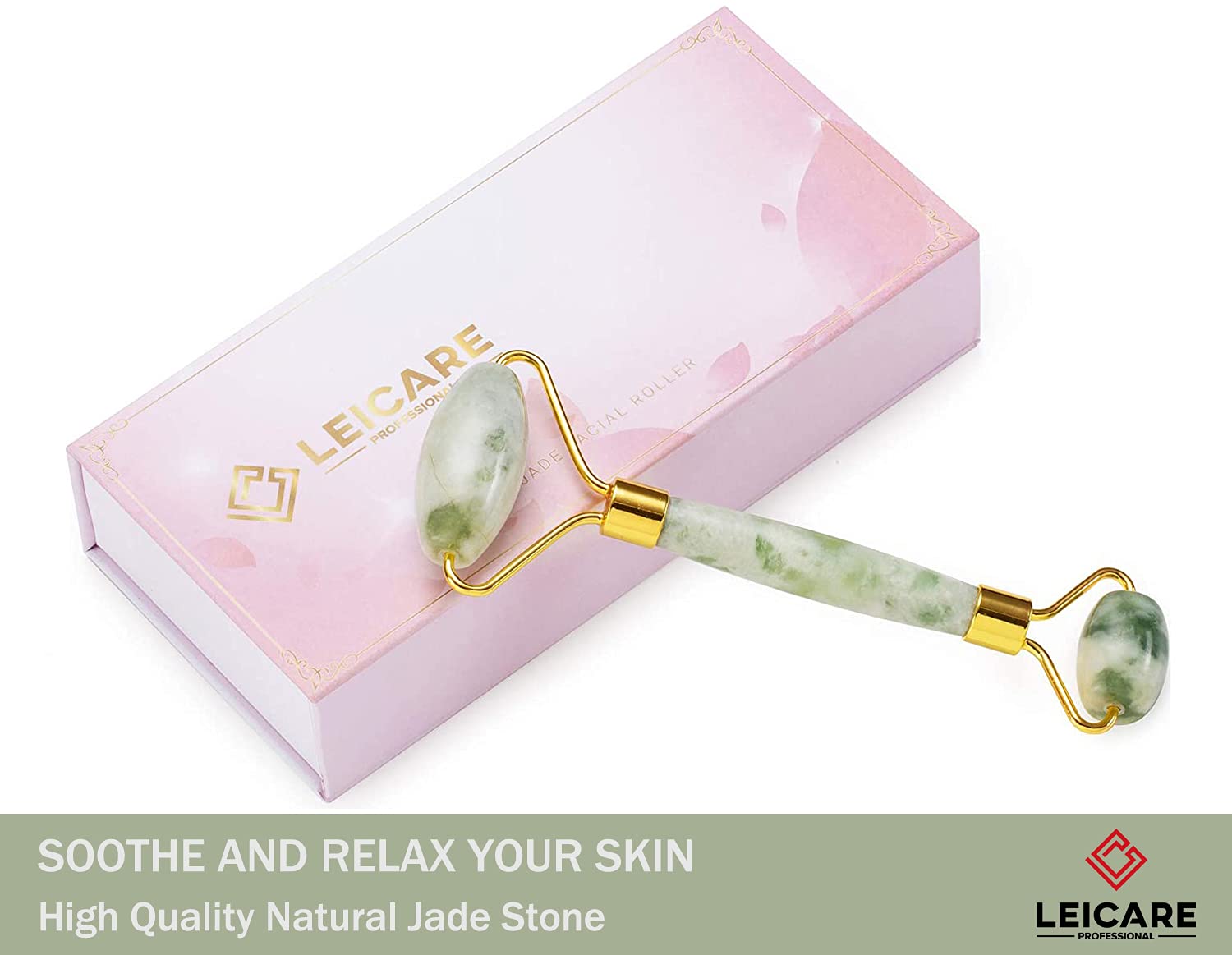 Jade Roller for Face - Jade Facial Roller, Face Roller Skin Care Tool - Under Eye Roller, Face Massager for Women to Remove Wrinkles Puffiness