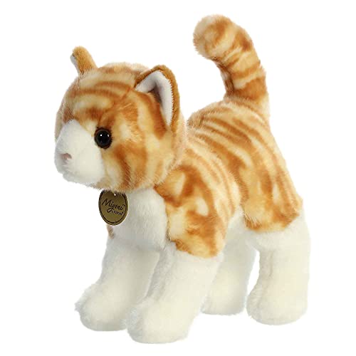 Aurora® Realistic Miyoni® Orange Tabby Cat Stuffed Animal - Lifelike Detail - Cherished Companionship - Orange 10 Inches