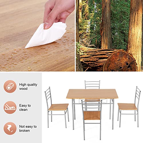 Dining Table Set Kitchen Table and Chairs for 4 Kitchen Table Dining Room Table Set Home Furniture Rectangular Modern Chairs with Metal Legs/Wood Table Top for Breakfast Nook Kitchen Dining Room