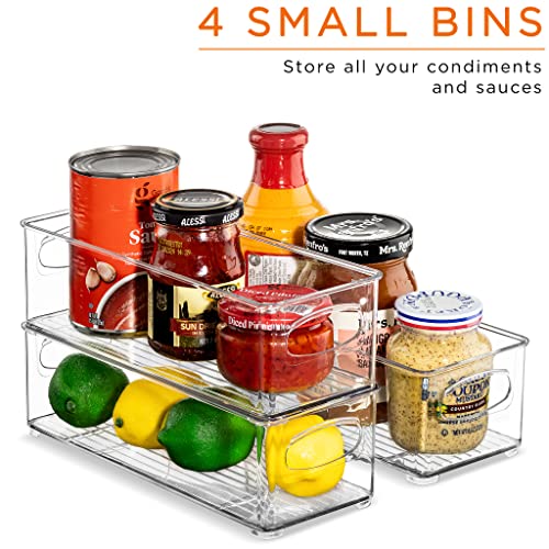 Sorbus Storage Bins Clear Plastic Organizer Container Holders with Handles β Versatile for Kitchen, Refrigerator, Cleaning Supplies, Cabinet, Food Pantry, Bathroom Organization (Set of 10, Clear)