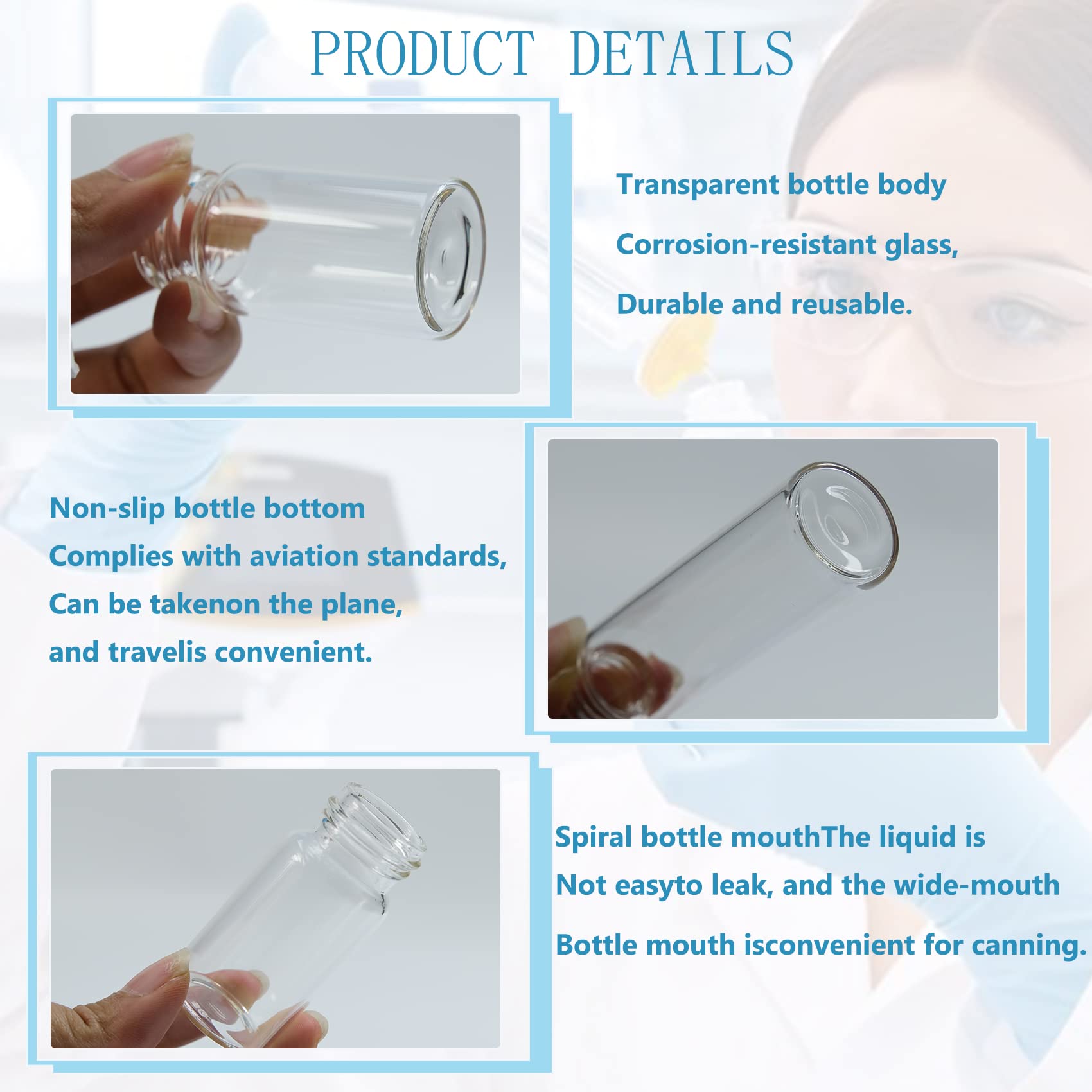 ALWSCI 3 ml Sample Vial, Clear Glass 13-425 Thread Storage Vial, Liquid Sampling Sample Glass Thread Bottles, Capacity 3 ml with 13-425 Black Screw Cap, PE Liner, Pack of 100