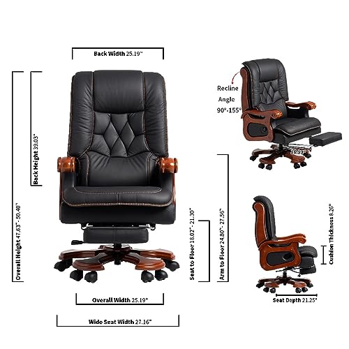 BaRdzo Office Chair Ergonomic Full Reclining Office Chair with Pedal (Color : Black, Size : As Shown)