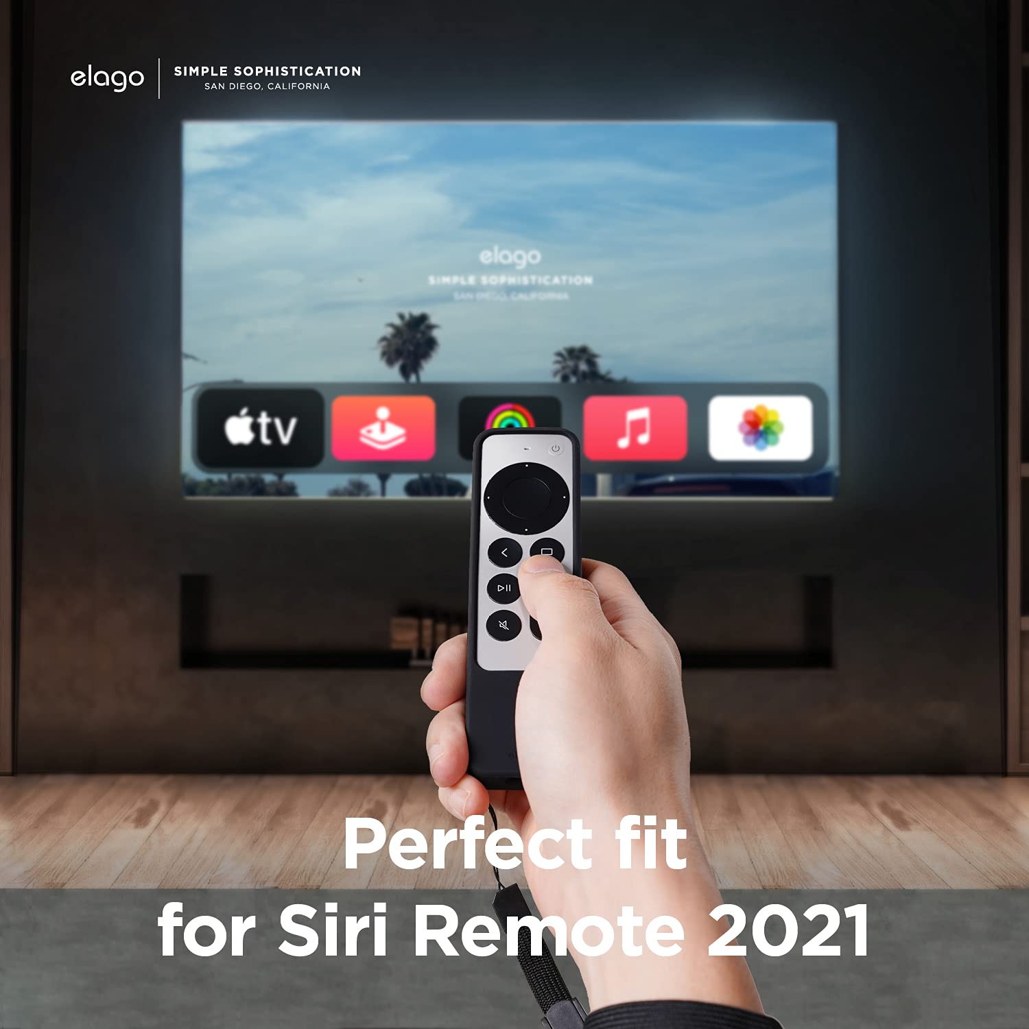 elago R1 Case Compatible with 2022 Apple TV 4K Siri Remote 3rd Gen, Compatible with 2021 Apple TV Siri Remote 2nd Gen- Magnet Technology, Lanyard Included, Full Access to All Functions [Jean Indigo]
