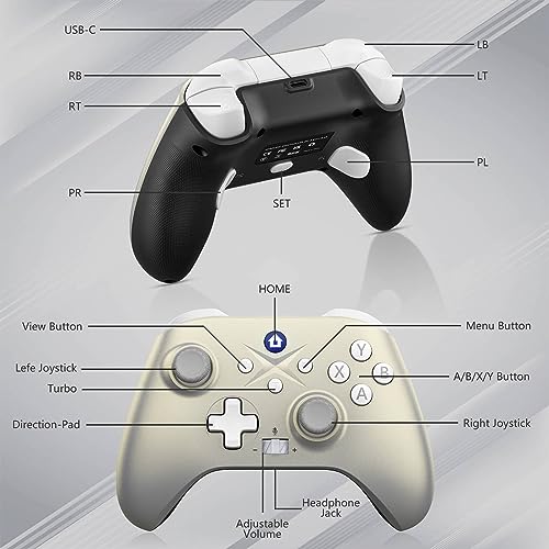 Dinosoo Special Edition Wireless Controller for Xbox Series X/S/Xbox One/Xbox One S/One X, and Android PC, Built-in Dual Vibration TURBO Function 3.5mm Headphone Jack Macro Function(Lunar Shift)