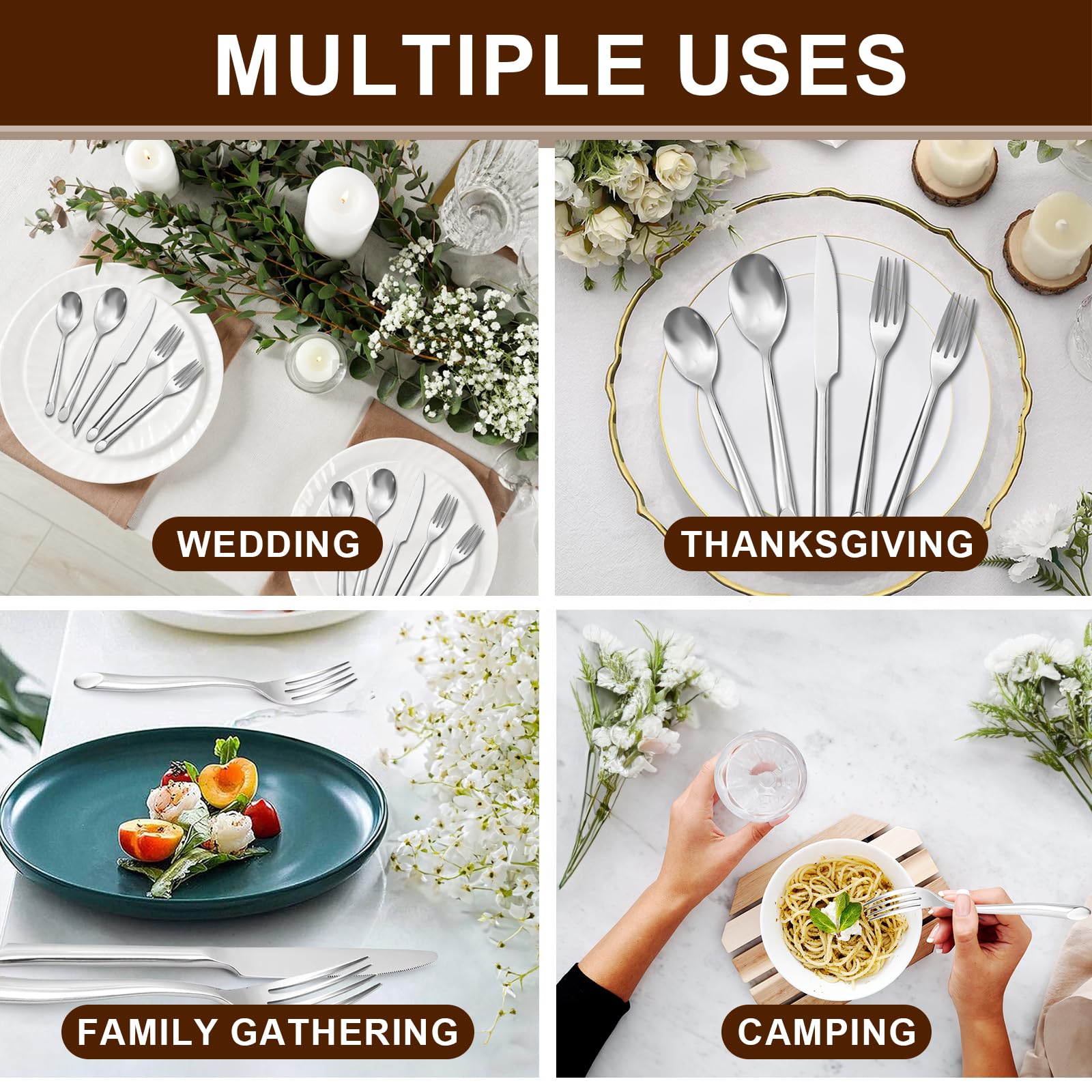 QUEARI Wave 20-Piece Silverware Set, Forged Stainless Steel Flatware Set, Cutlery Set Mirror Polished, Dishwasher Safe, Service for 4