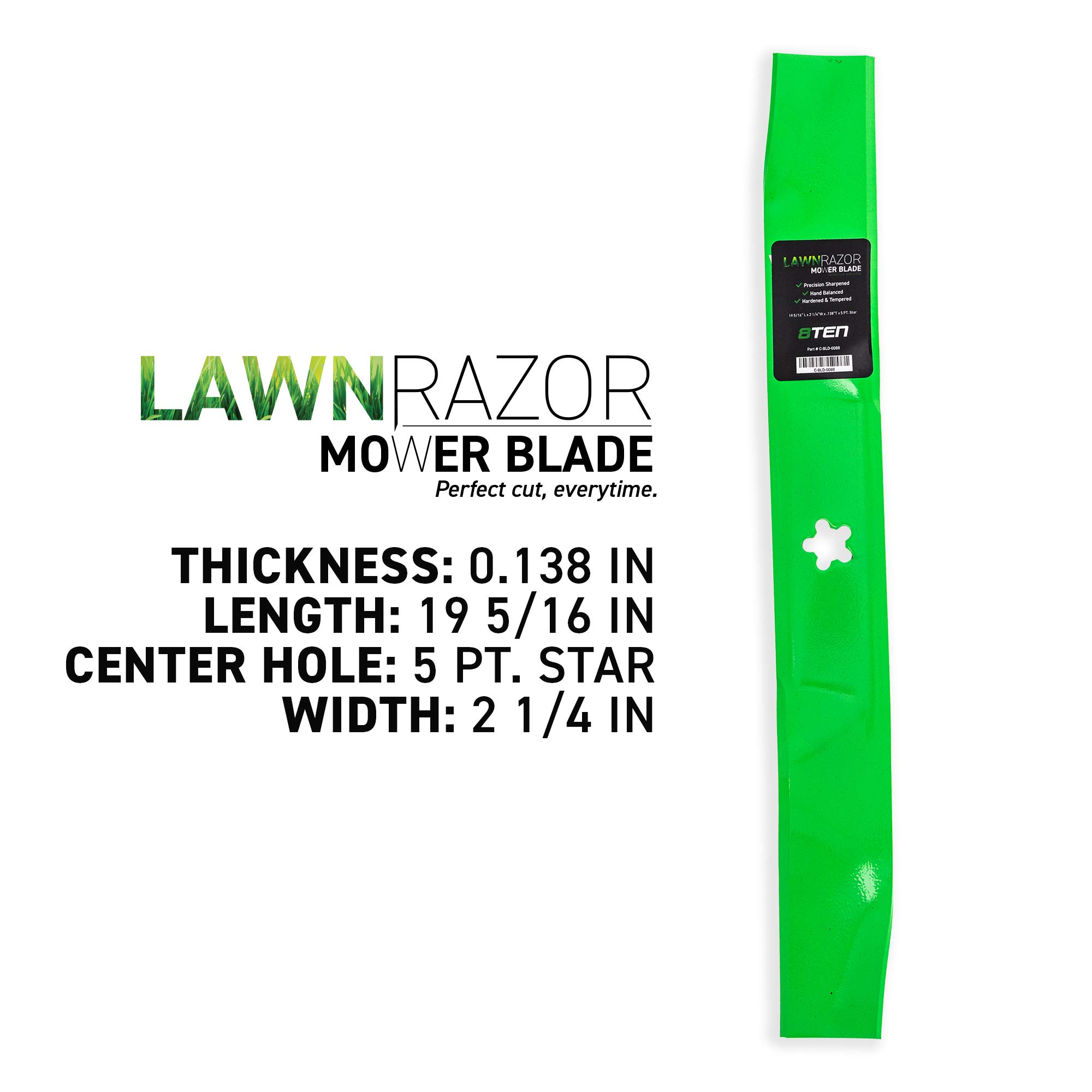 8TEN LawnRAZOR Mower Blade Set for AYP Husqvarna Poulan LT 120 38 inch Deck 134148 139774 532134148 532139774 (Mulching)