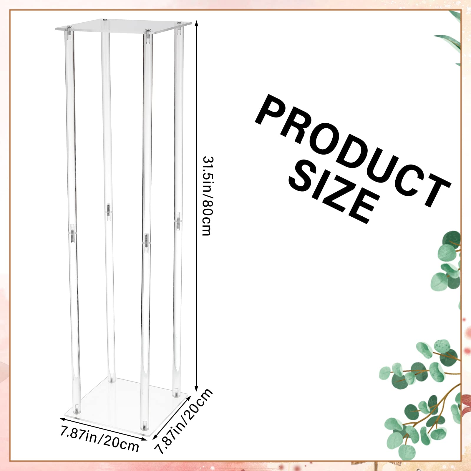 6 Pcs Flower Stand for Wedding Centerpieces for Tables Tall Vase Stand Wedding Flower Stands with Plates for Wedding Party Home Table Decor (7.9 x 7.9 x 31.5 Inch, Acrylic)
