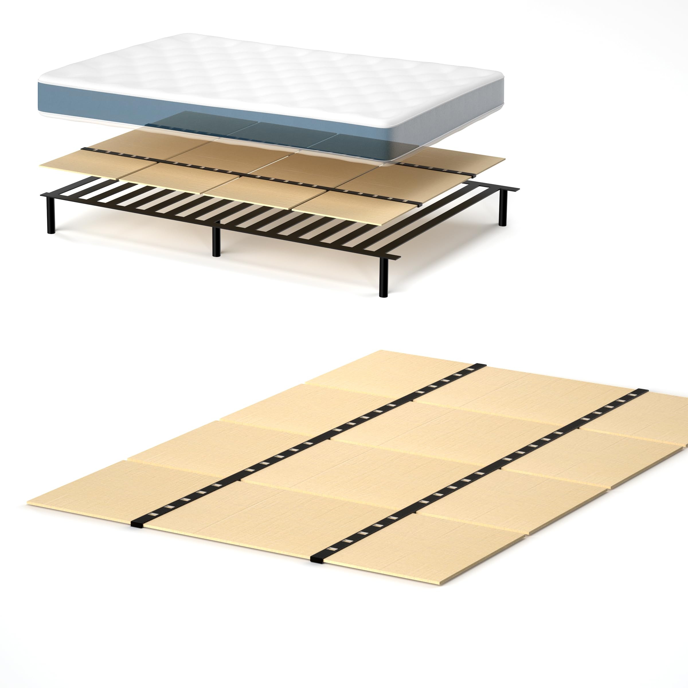 Yarfyk Folding Box Spring, Bed Plate,Queen Bed Board Under Mattress Support,Bed Plate Support Plate, Bed Plate Under, Twin 60"x 30" 
