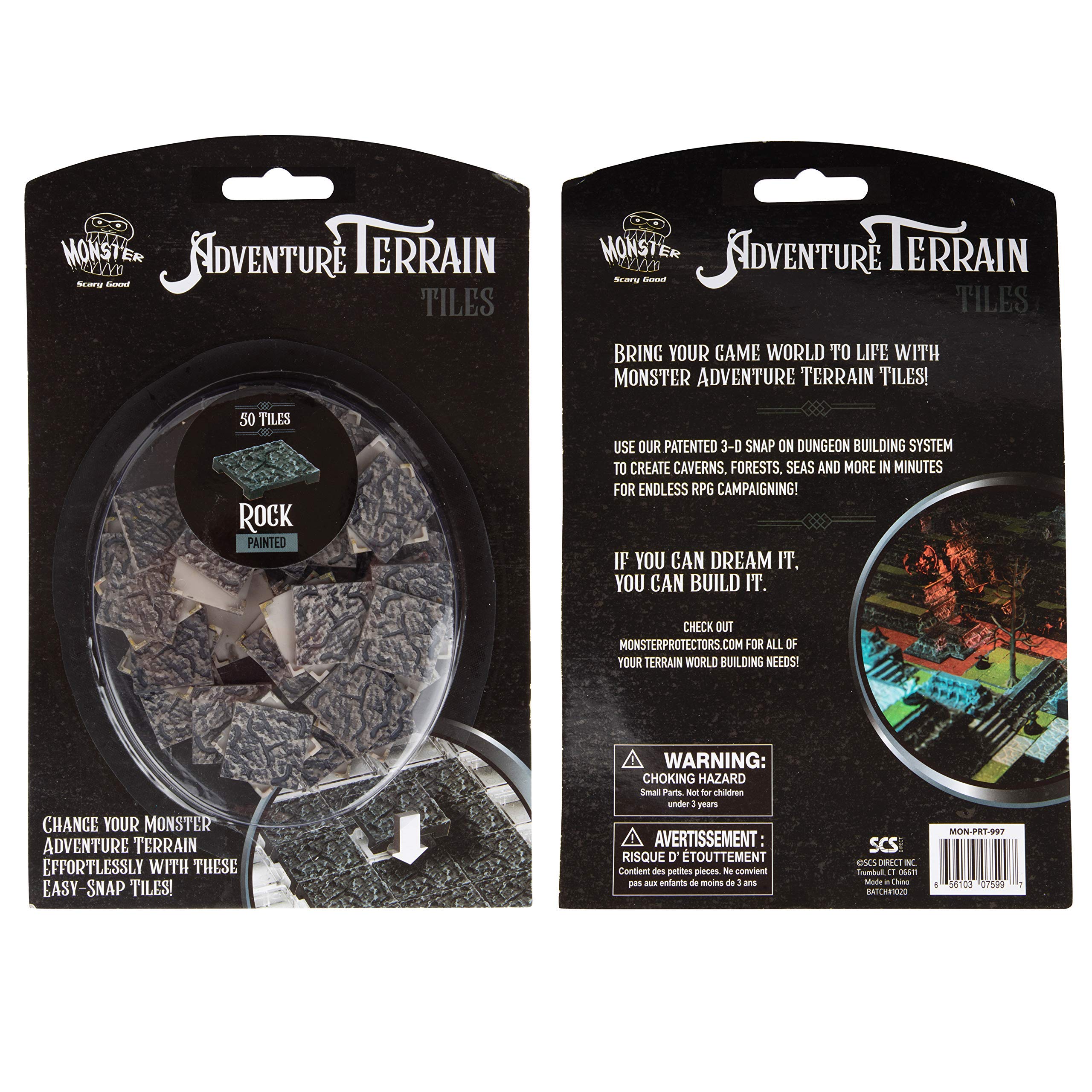 Monster Protectors Adventure Terrain- 50 Piece Rock Tile Expansion Pack- Hand-Painted ¬ Tile Set- Amazing Tabletop Terrain in Minute- Customize Your D&D and Pathfinder Dungeons