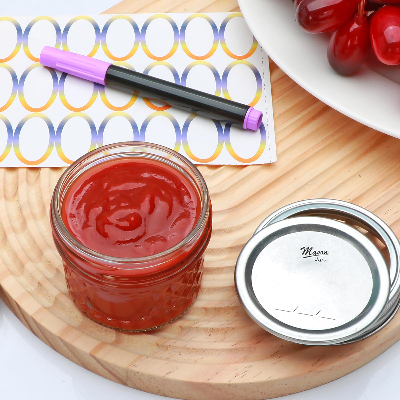 Datttcc 4 oz Mason Jars, Mini Glass Jars, Small Mason Jars with Silver and Yellow Lids for Honey, Jams, Seasonings, for Kitchen, Bathroom, Gift Giving, Pack of 16