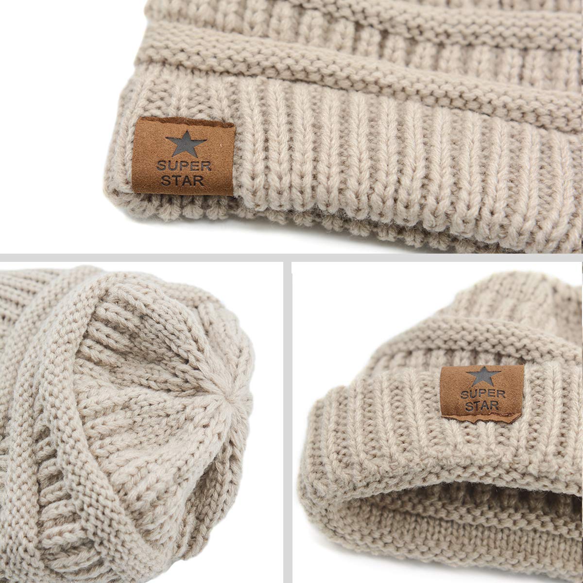 Zando Baby Beanies Infant Toddler Winter Hat Soft Warm Knit Hats Caps for Boys Black, Light Grey, Black White One Size