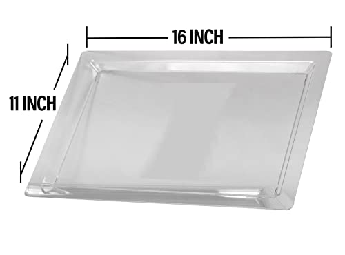 PARTY BARGAINS 16" x 11" Plastic Serving Trays - (4 Pack) Disposable Clear Plastic Trays, Excellent for Weddings, Buffets, Birthday Parties