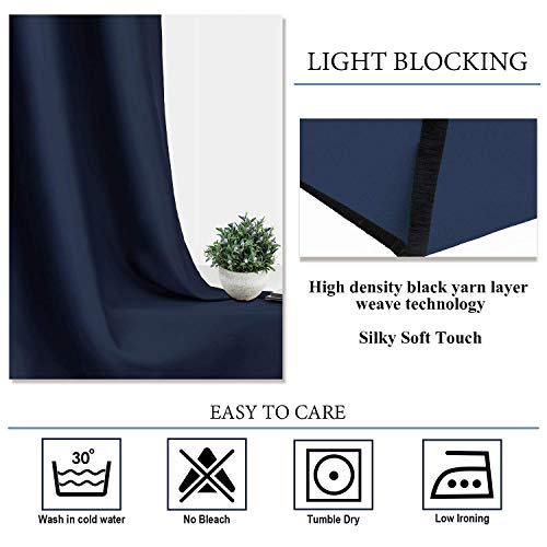 Diraysid Blackout Curtains for Bedroom Grommet Thermal Insulated Room Darkening Curtains (42 x 84 Inch, 2 Panels, Navy Blue)