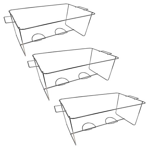 Party Essentials N512864 Chafing Racks/Wire Buffet Stands/Serving Trays Frame Food Warmer, 3 Count, Full Size Standard Chrome