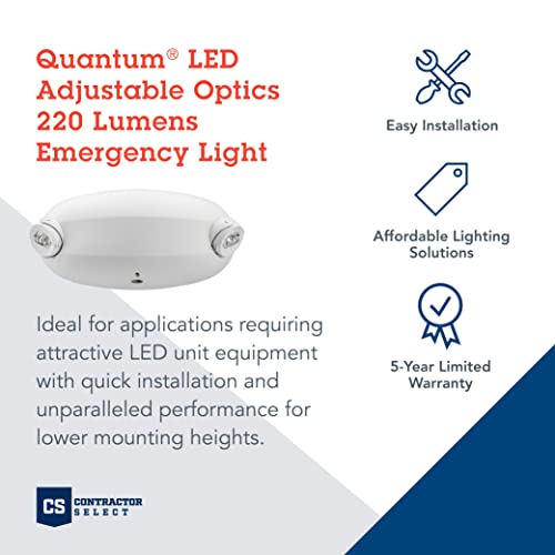Lithonia Lighting ELM2L M12 Quantum LED Emergency Light, Manual Testing, 220 Lumens, White