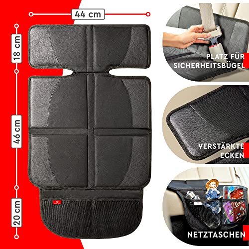 Helteko Car Seat Protector with Thickest Padding, 2 Pack Car Seat Pad for Child Baby Carseat, Auto Seat Protector from Waterproof & Stain Resistant Kick Mat Material for Leather and Fabric Seat