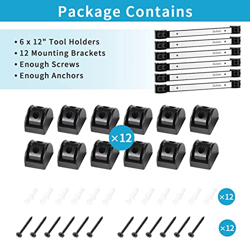Rechabite 6 Pieces 12" Magnetic Tool Holder Strip, Stainless Steel Surface Tool Magnet Bar, Metal Tool Organizer Rack for Garage Organization, Easy To Install in Workshop, Mounting Screws Included