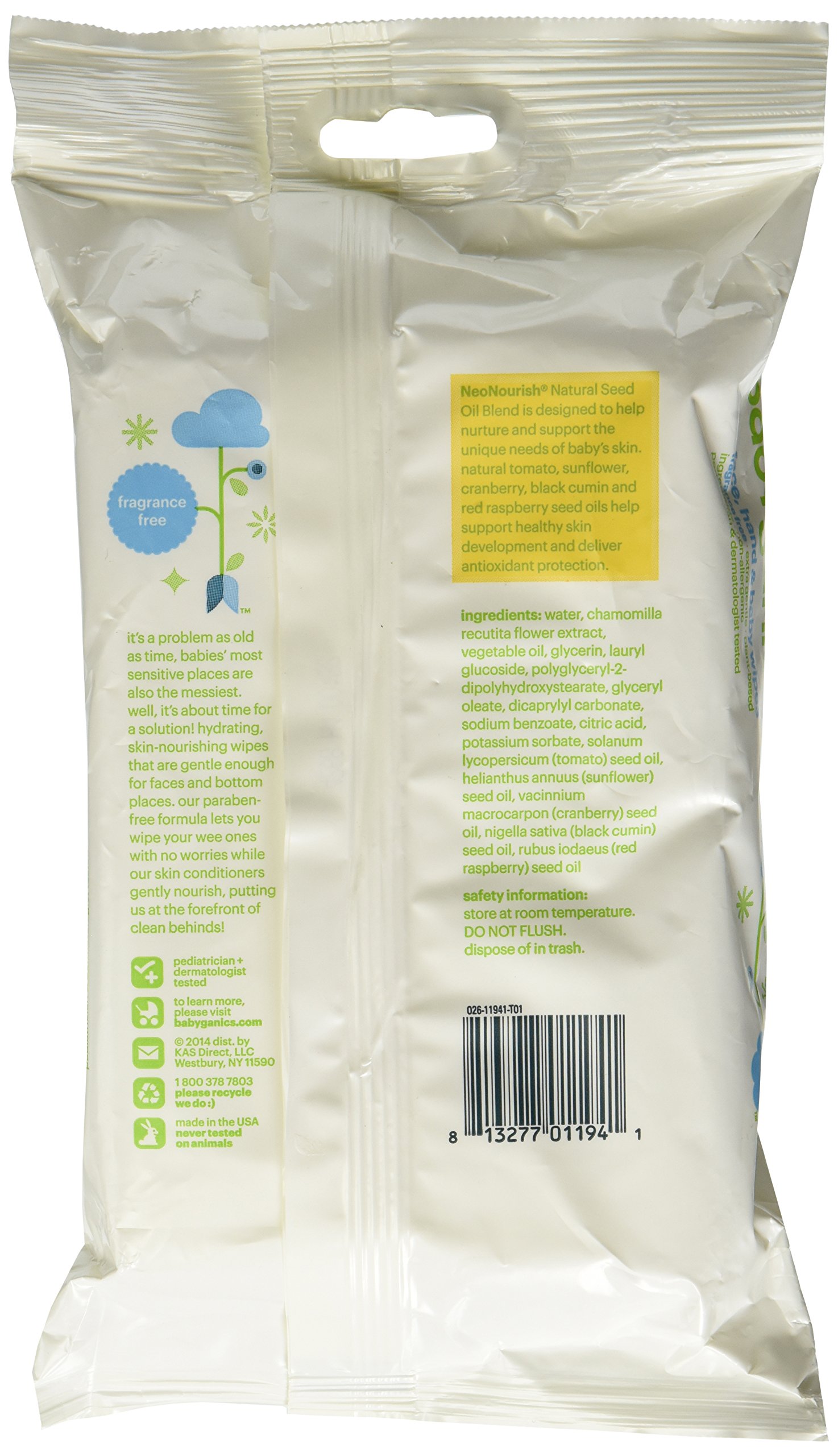 Babyganics Face, Hand & Baby Wipes, Fragrance Free, 40 Count