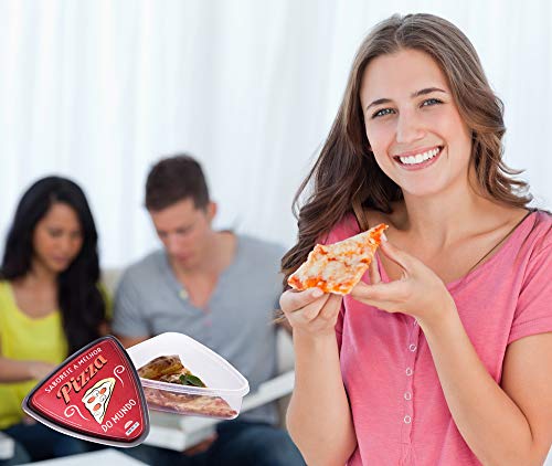 Pizza Slice Container Storage with Lids. Tray, Holder and Saver. 6 Plastic Packs to go. The Best Idea to Serve Pizza to Your Kids.