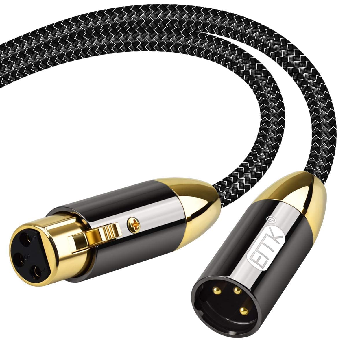 EMK XLR Microphone Cable XLR Male to XLR Female 3-Pin Balanced Behringer Mixer Speaker Cable Equalizer Mic Preamplifier Cable Compatible with Speaker Systems(10 Feet/3M, XLR Male to Female Black)