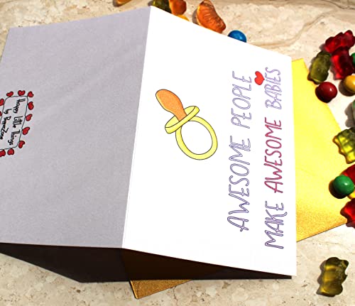 Awesome People Make Awesome Babies Cute and Sweet Congratulations Card - Funny Unique Handmade New Baby Card for New Mom Dad, Baby Shower Congrats Gift