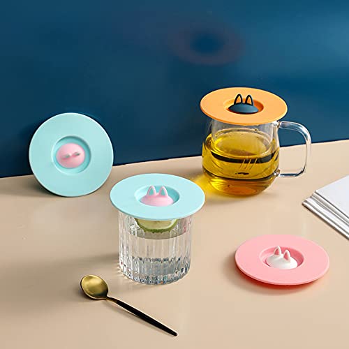 6 PCS Silicone Anti-dust Cup Lids - Food Grade Silicon Mug Cover Heat Resistant Mug Cap, Airtight Cup Cover Reusable Mug Suction Seal Cap for Coffee and Tea