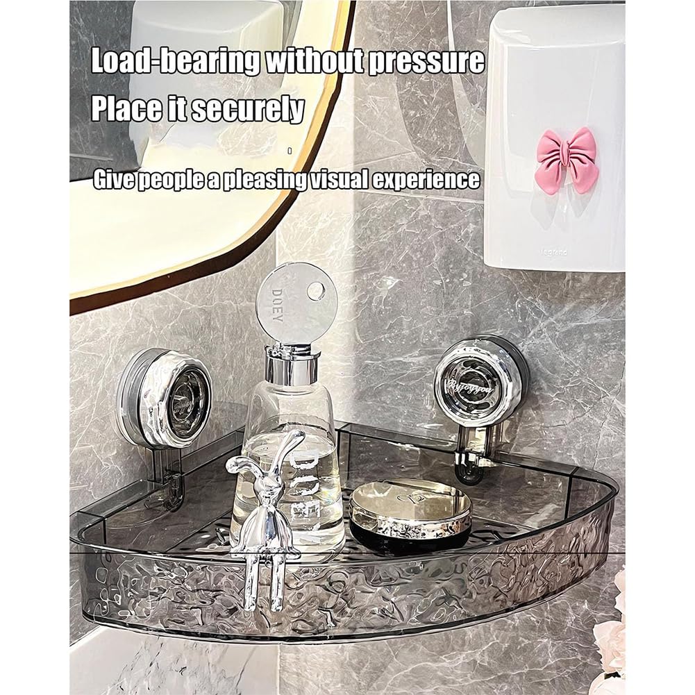 Androf Acrylic Transparent Shower Storage, Raidley No Drill Clear Wall Caddy Large Capacity, Drainage, Raidley Easymount Bathroom Storage Shelf (Rectangle-Silver)