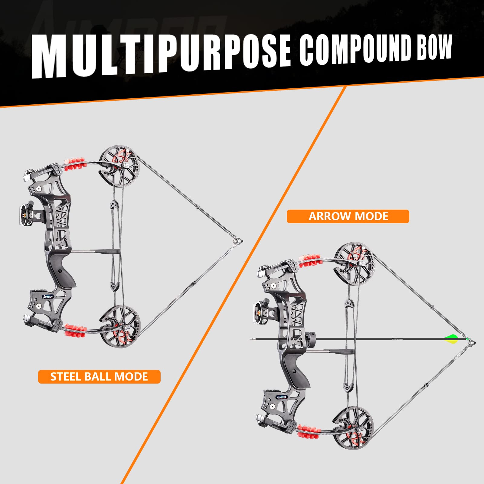 Aimdorarchery Compound Bow Kit with 100 Pcs Steel Balls 23.5”-28.5”Draw Length,30-60 Lbs Draw Weight up to 345 fps No Bow Press Needed Limbs Made in USA