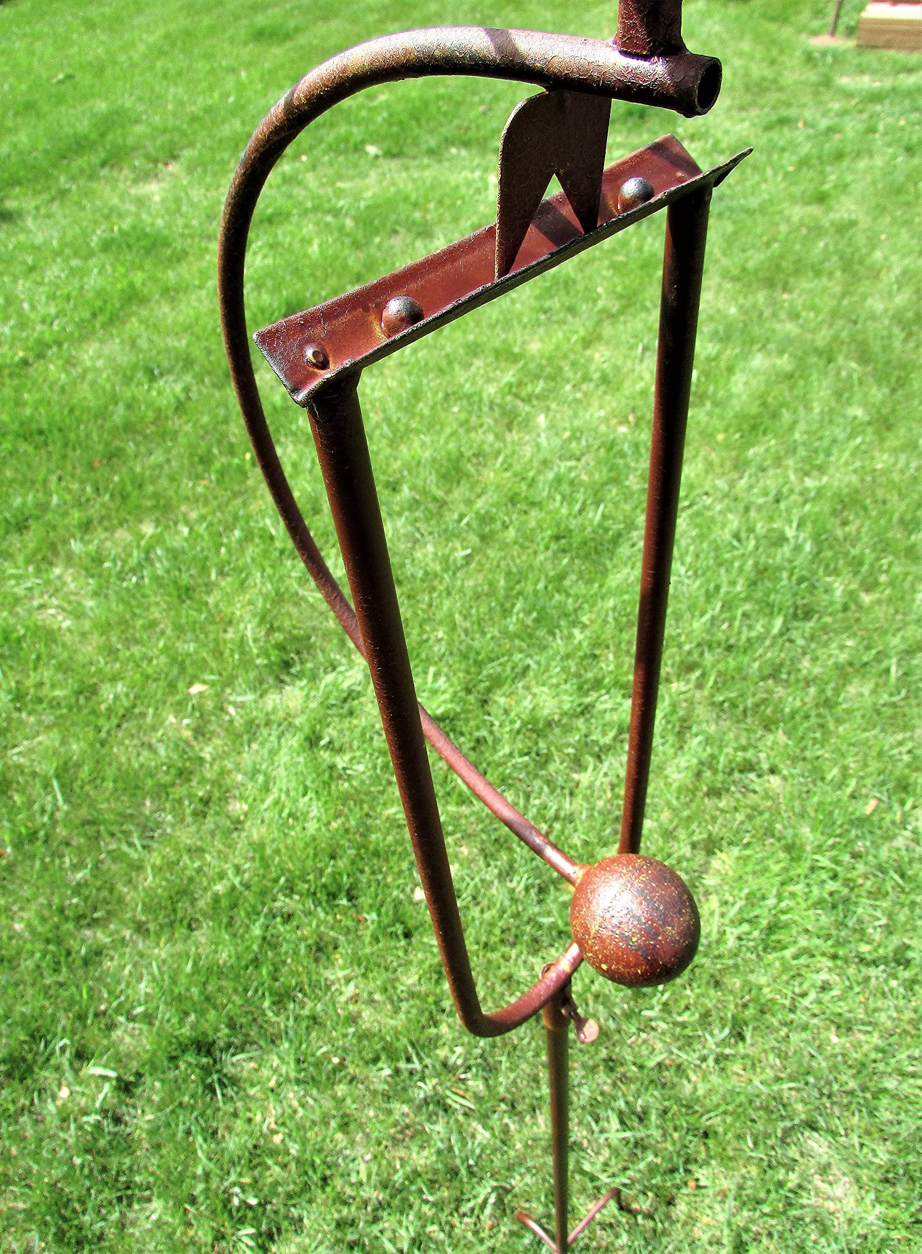 Big Sky Antiques Wing Flapping Kinetic Metal Brown Owl Yard Stake Rocking Wind Spinner Whirly-Gig Garden Art,Multicolor,21.5x 12.5x 55inch