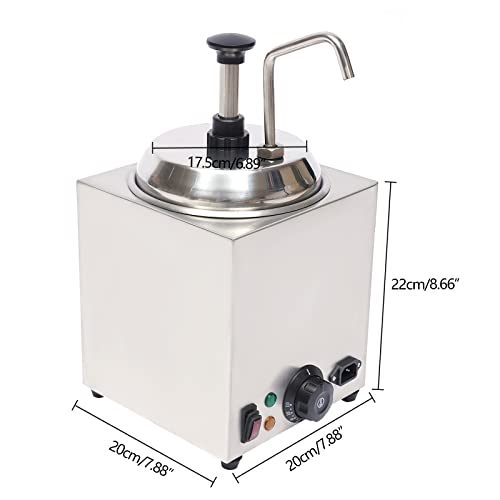 Cheese Dispenser,2.6Qt Hot Fudge Caramel Warmer,Electric Cheese Warmer with Heated Pump,800W Hot Fudge Warmer,Stainless Steel Hot Cheese Dispenser