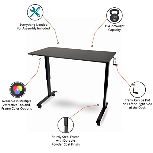 Stand Steady Tranzendesk 55 Inch Standing Desk | Height Adjustable Sit to Stand Workstation with Removable Crank Handle | Ergonomic Desk Great for Home & Office! (55.6"/ Black)