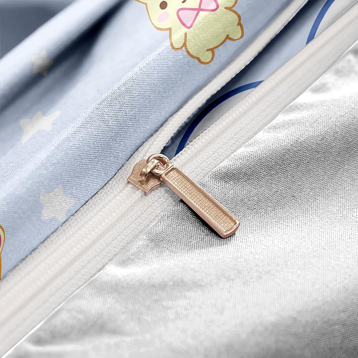 SHUOHONG 3D Printed Duvet Cover Set Cinnamoroll 3 Piece Bedding Set Cover Set with Zipper for Bedding Decor Breathable Durable Soft Comfortable(Twin)