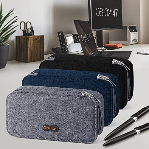 TTVALLEY Office Pencil Case School Pen Case Oxford Stationery Box for Desk Supplies Organization Grey